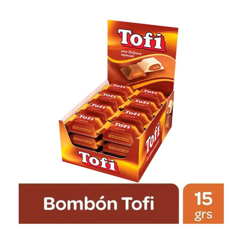 BOMBON TOFI CHOCOLATE CON LECHE RELLENO DE DULCE DE LECHE X 15 GR