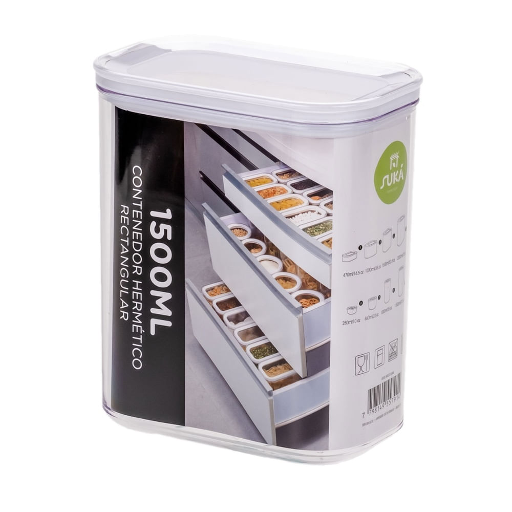 Frasco hermético rectangular 1500 ml